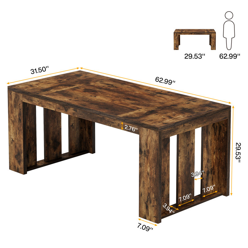 Millwood Pines 63-Inch Conference Table, Rustic Meeting Room Table | Wayfair